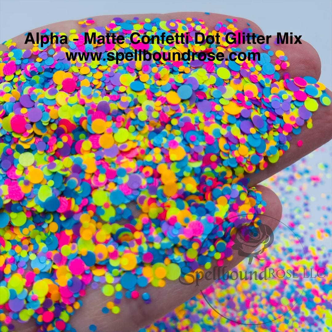 Confetti Dot Glitter, Matte Neon Confetti Dots, Glitter Dots, Mixed ...