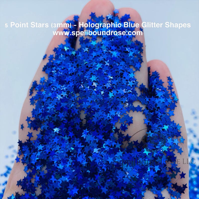 Blue Holographic Star Glitter: Solvent Resistant, 3mm Confetti (1oz) - Etsy