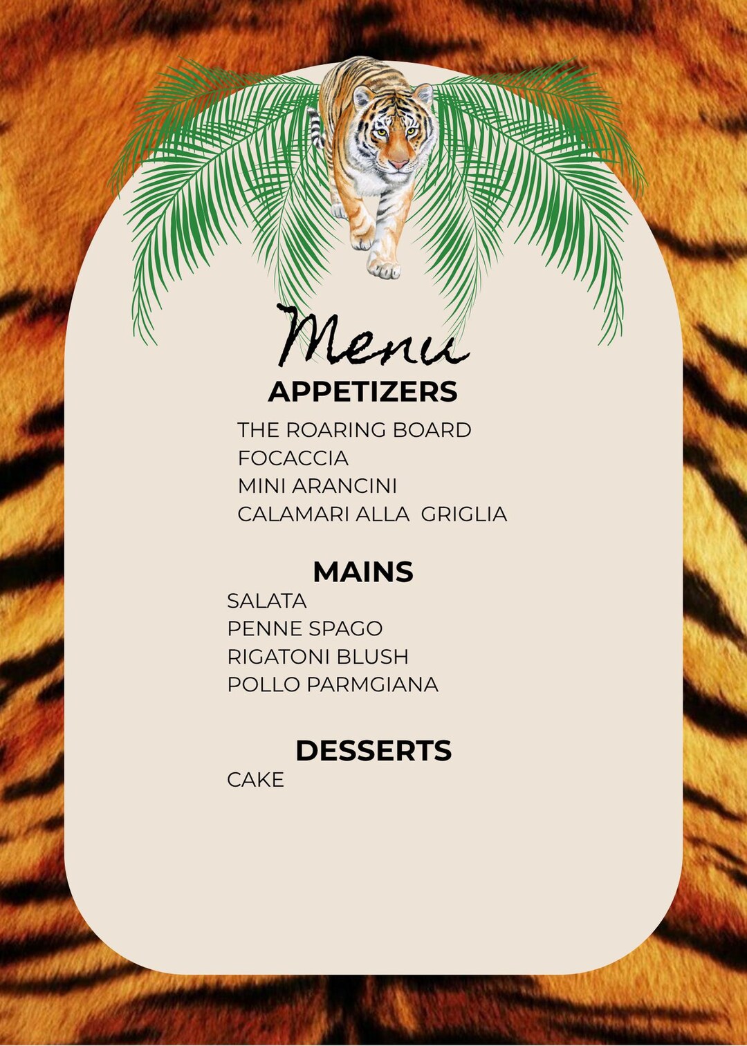Hey Tiger Dinner Party Digital Bundle | Editable Menus, Place Cards ...