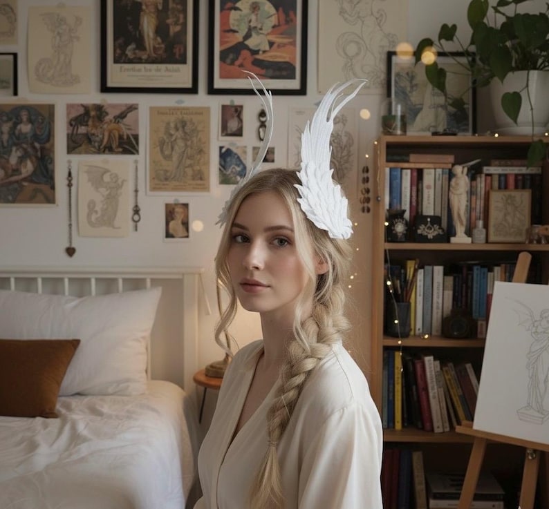 Ethereal White Angel Wings Headpiece - Fantasy Elven Crown, Cosplay ...