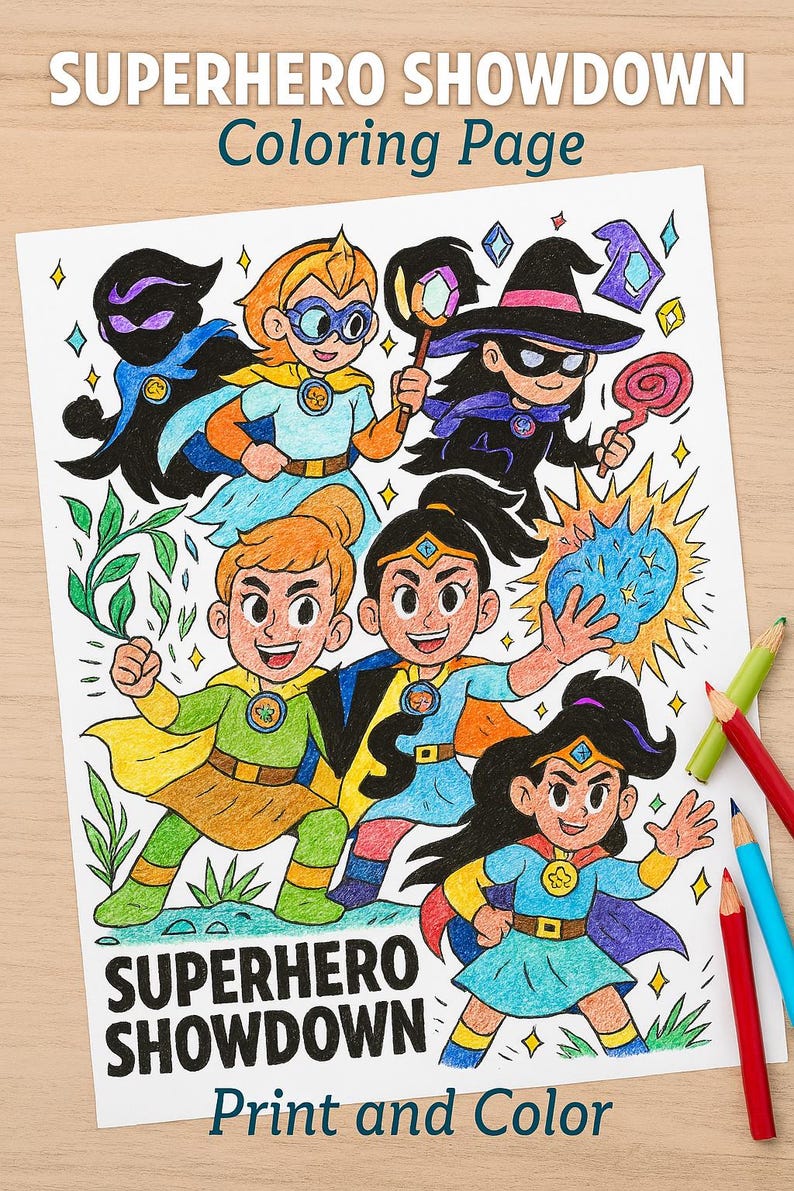 Superhero Showdown Downloadable Coloring Page – 40+ Printable Comic ...
