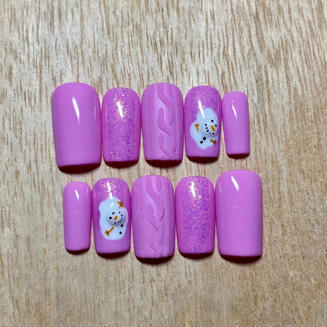 3D Melted Snowman Buddy Knitted Sweater Handpainted Press on Nails ...