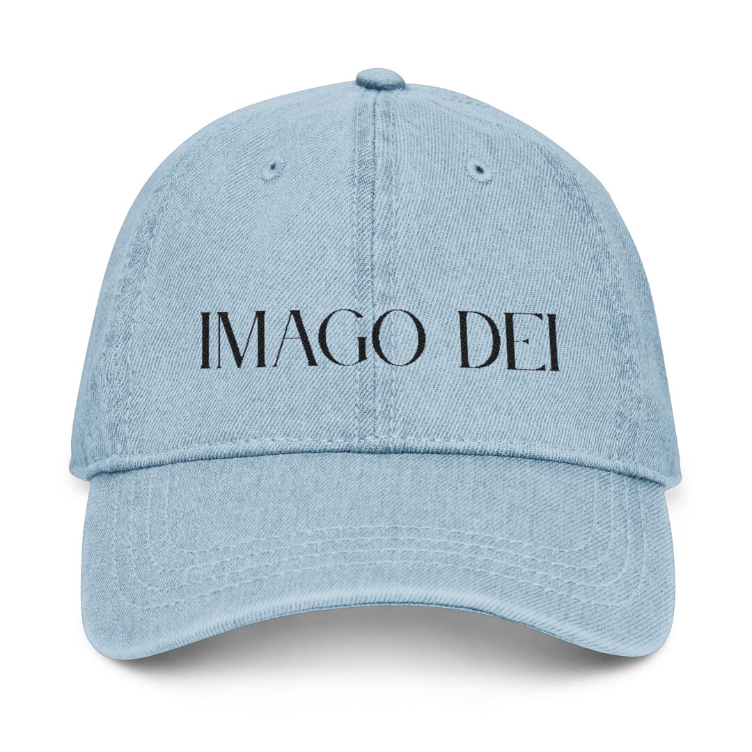 IMAGO DEI Denim Hat | Embroidered Scripture Logo, Light Blue Baseball ...