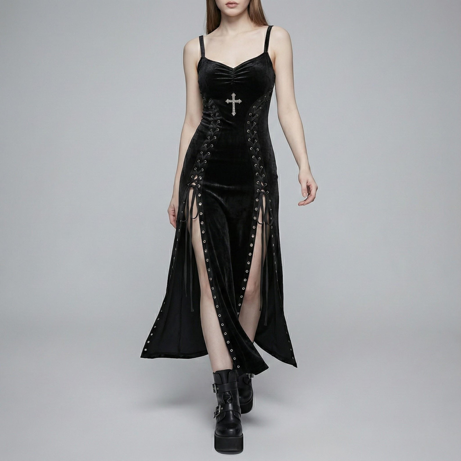 Goth Strappy Bandage Maxi Dress | Punk Grunge 90s Streetwear | Elegant ...