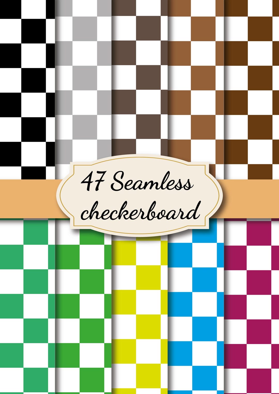 Seamless Checkerboard Digital Paper | Grid Pattern | A4 & Square PDF ...