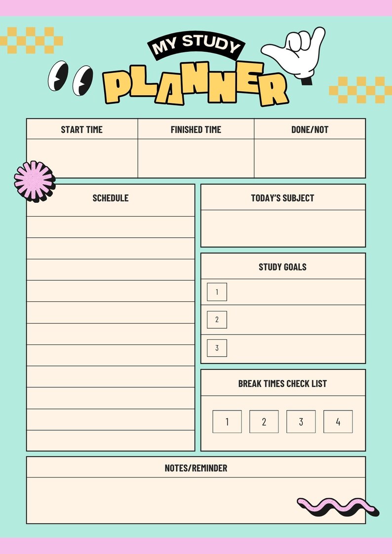 Exam and School Study Planner - Etsy