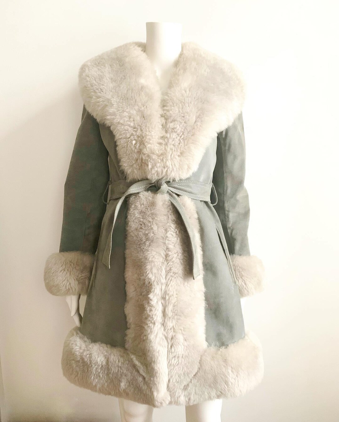 Women’s Saga Green Suede Leather Penny Lane Coat | Vintage 70s Afghan ...