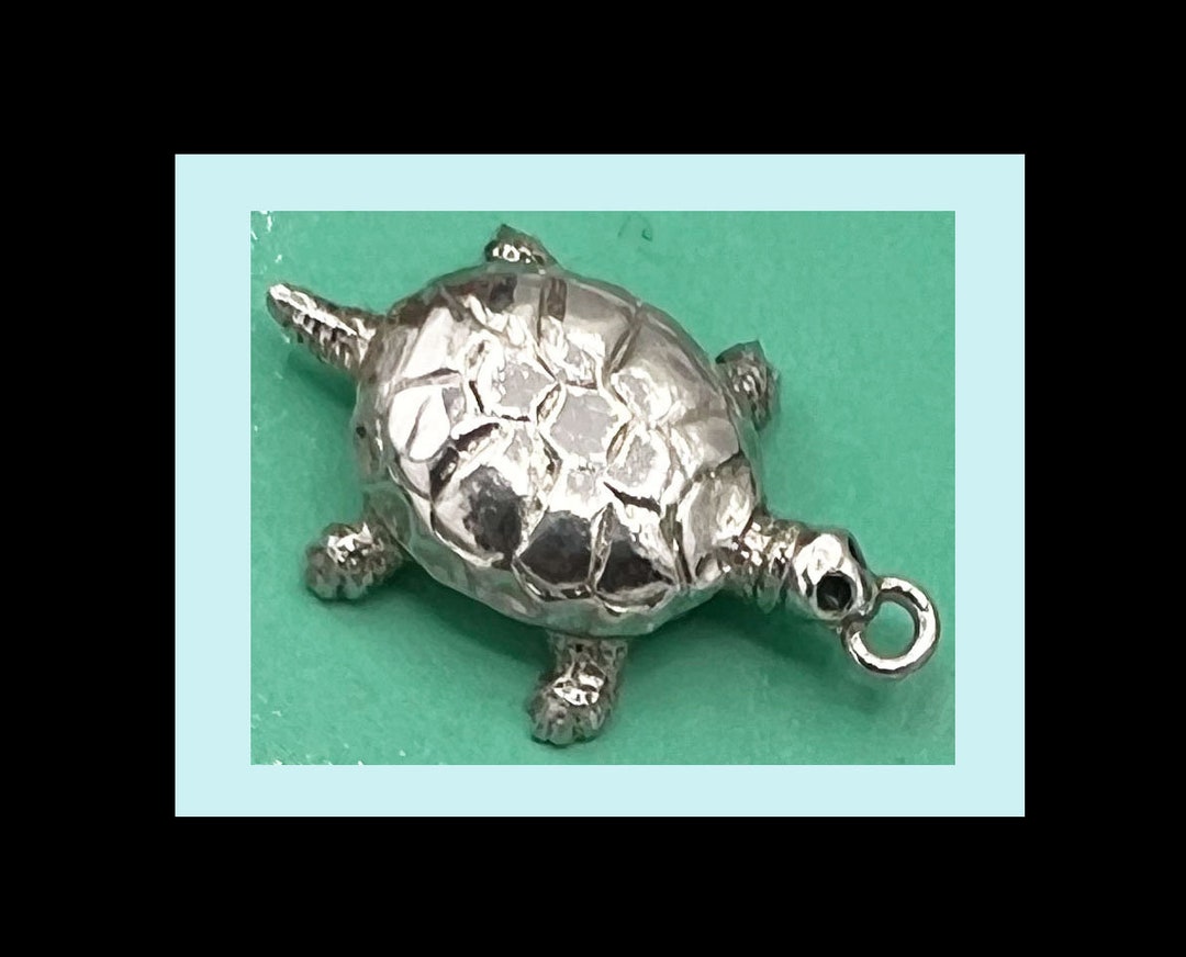 TURTLE Charm WELLS CO. Sterling Silver. Detailed . Pendant or Charm. - Etsy