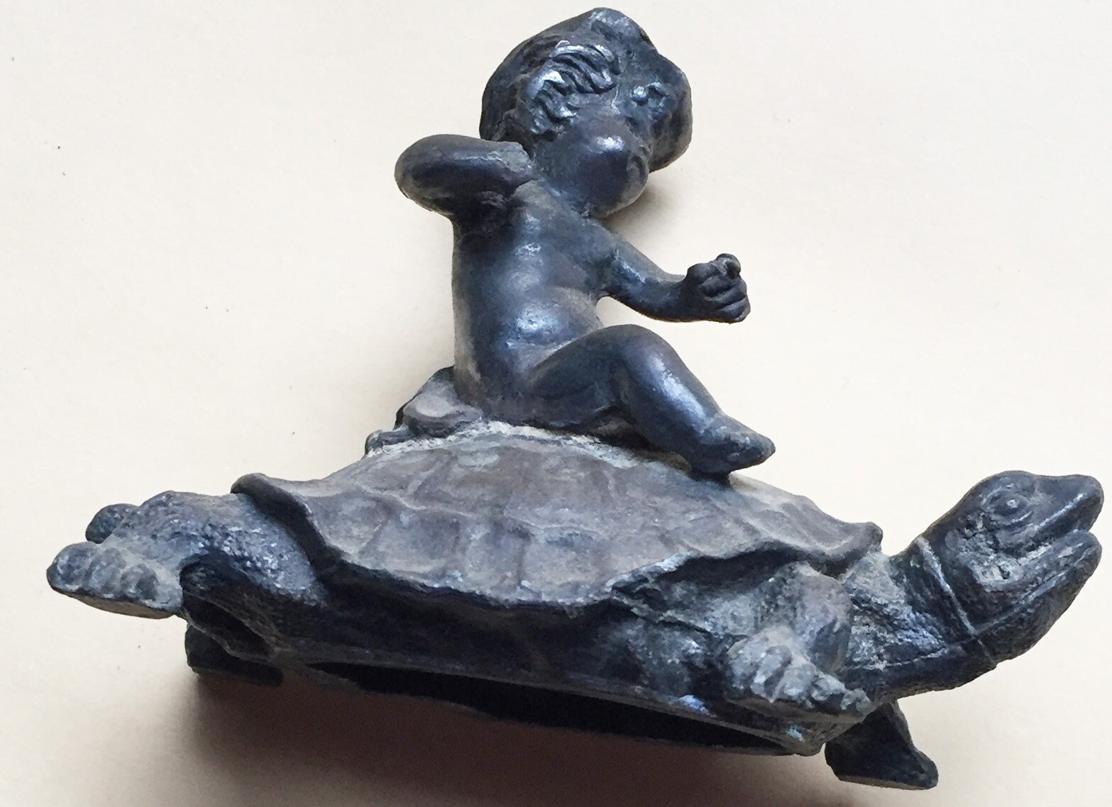 TURTLE Cast Metal Sculpture of BOY Riding Turtle or Tortoise - Etsy