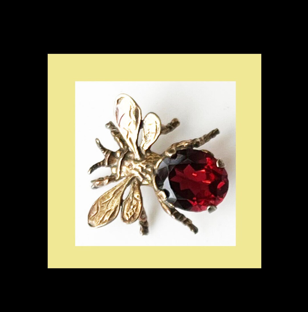Cini Vintage BEE Brooch/pin With Ruby Red Rhinestone. Signed - Etsy