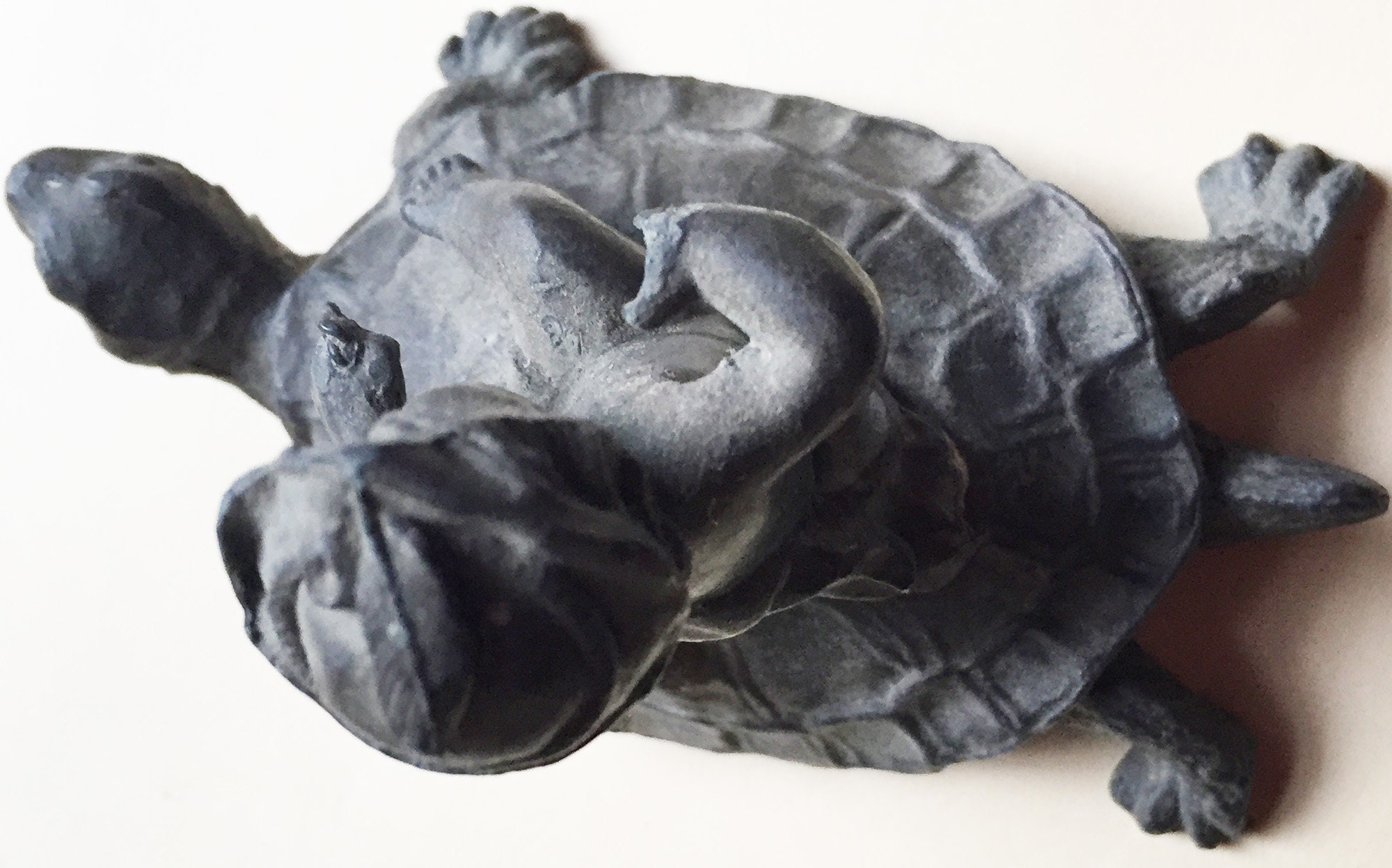 TURTLE Cast Metal Sculpture of BOY Riding Turtle or Tortoise - Etsy