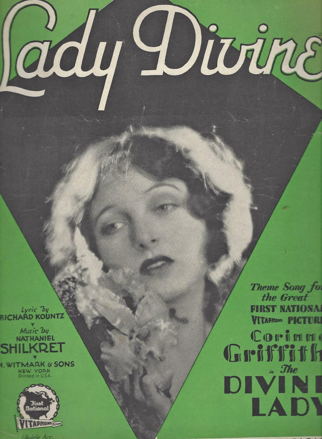 Sheet Music CORINNE GRIFFITH in Lady Divine Movie From 1929 - Etsy