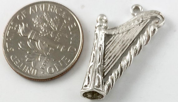 CELTIC HARP Charm Sterling Silver English hallmarked - Gem