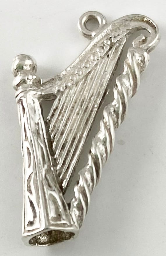 CELTIC HARP Charm Sterling Silver English hallmarked - Gem