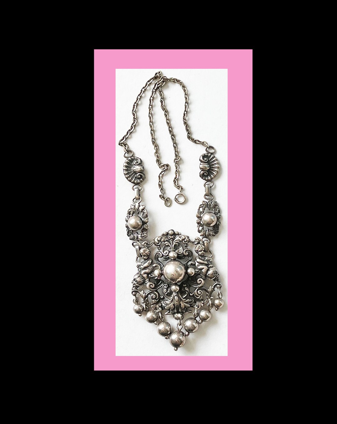 Cini Vintage Pendant Necklace Cherub/dangles Signed - Etsy