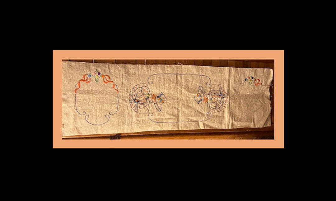 Unfinished Vintage Bureau Table Scarf Linen Embroidery Project - Etsy