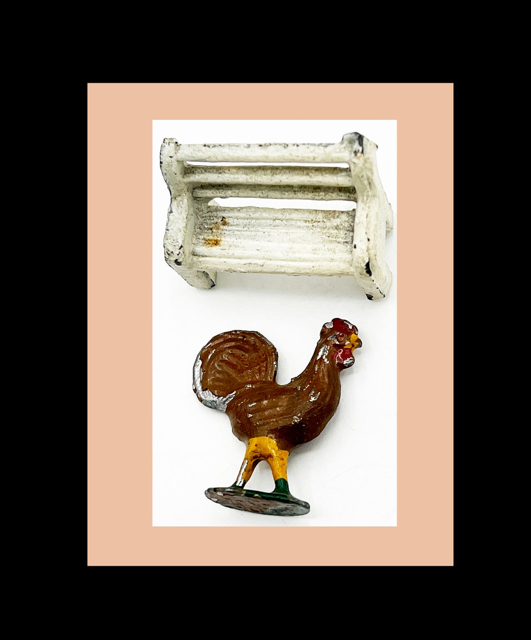 Miniature Metal Figures Bench and Rooster for Fantasy Play - Etsy