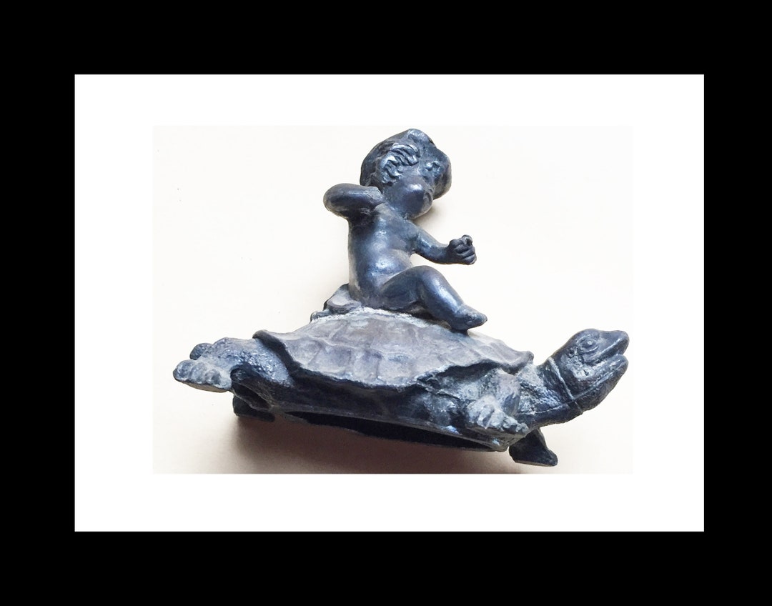 TURTLE Cast Metal Sculpture of BOY Riding Turtle or Tortoise - Etsy