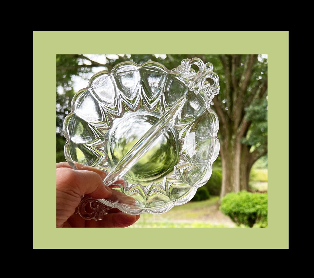 Pressed Glass Divided Condiment Serving Dish - Etsy