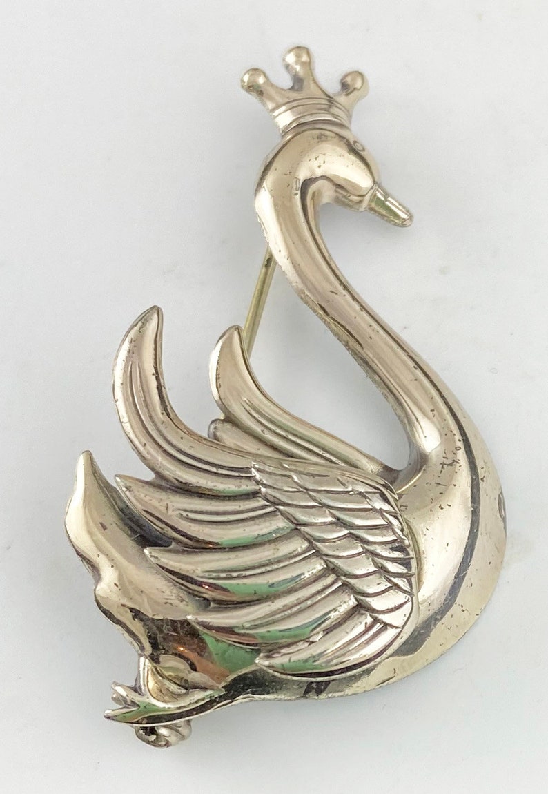 LANG Sterling Silver SWAN Pin/brooch Vintage Signed - Etsy