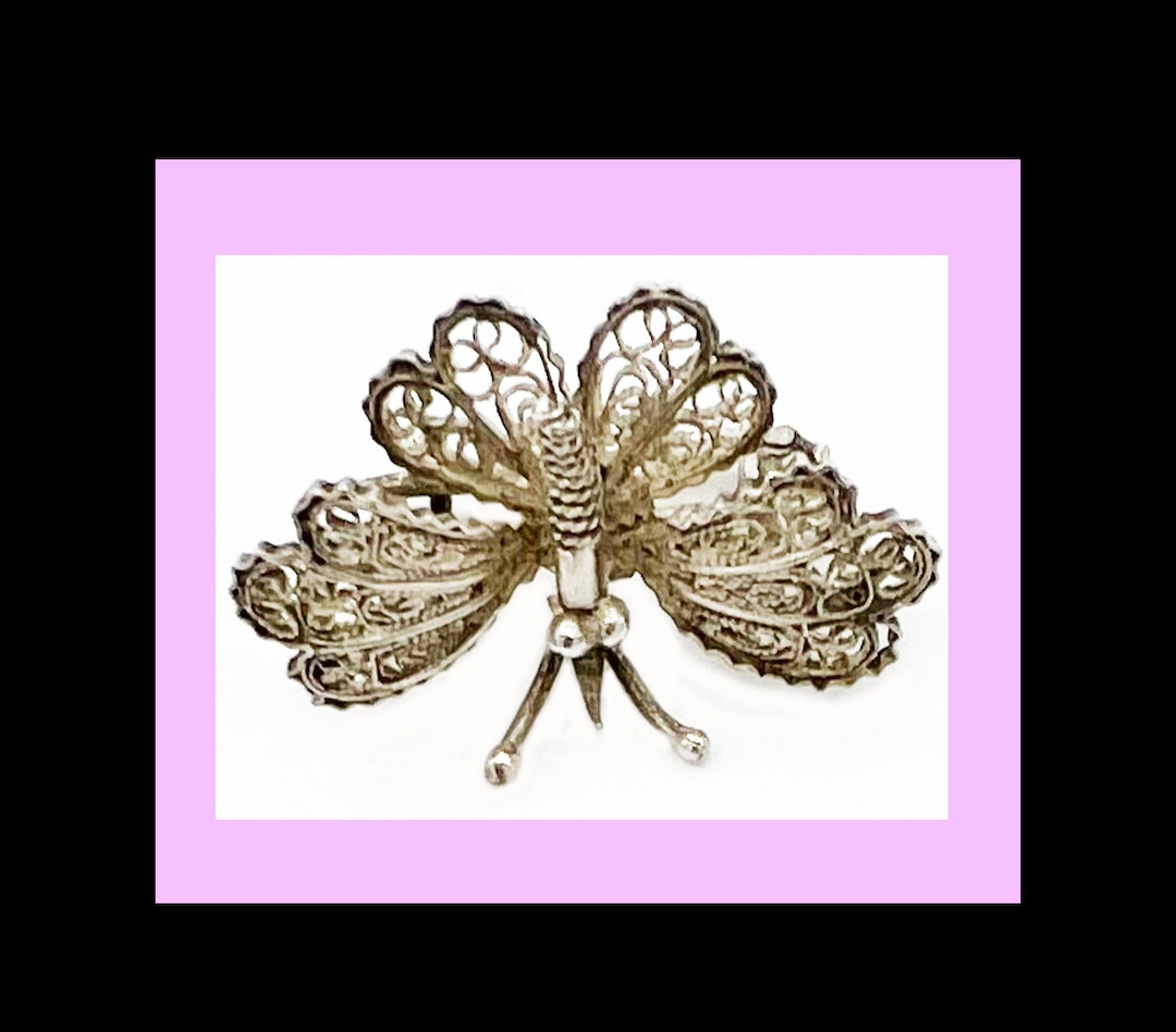 Tiny Scatter Pin Silver Butterfly Filigree 800 Silver, Marked Italy - Etsy
