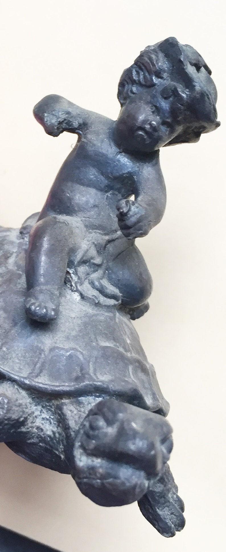 TURTLE Cast Metal Sculpture of BOY Riding Turtle or Tortoise - Etsy