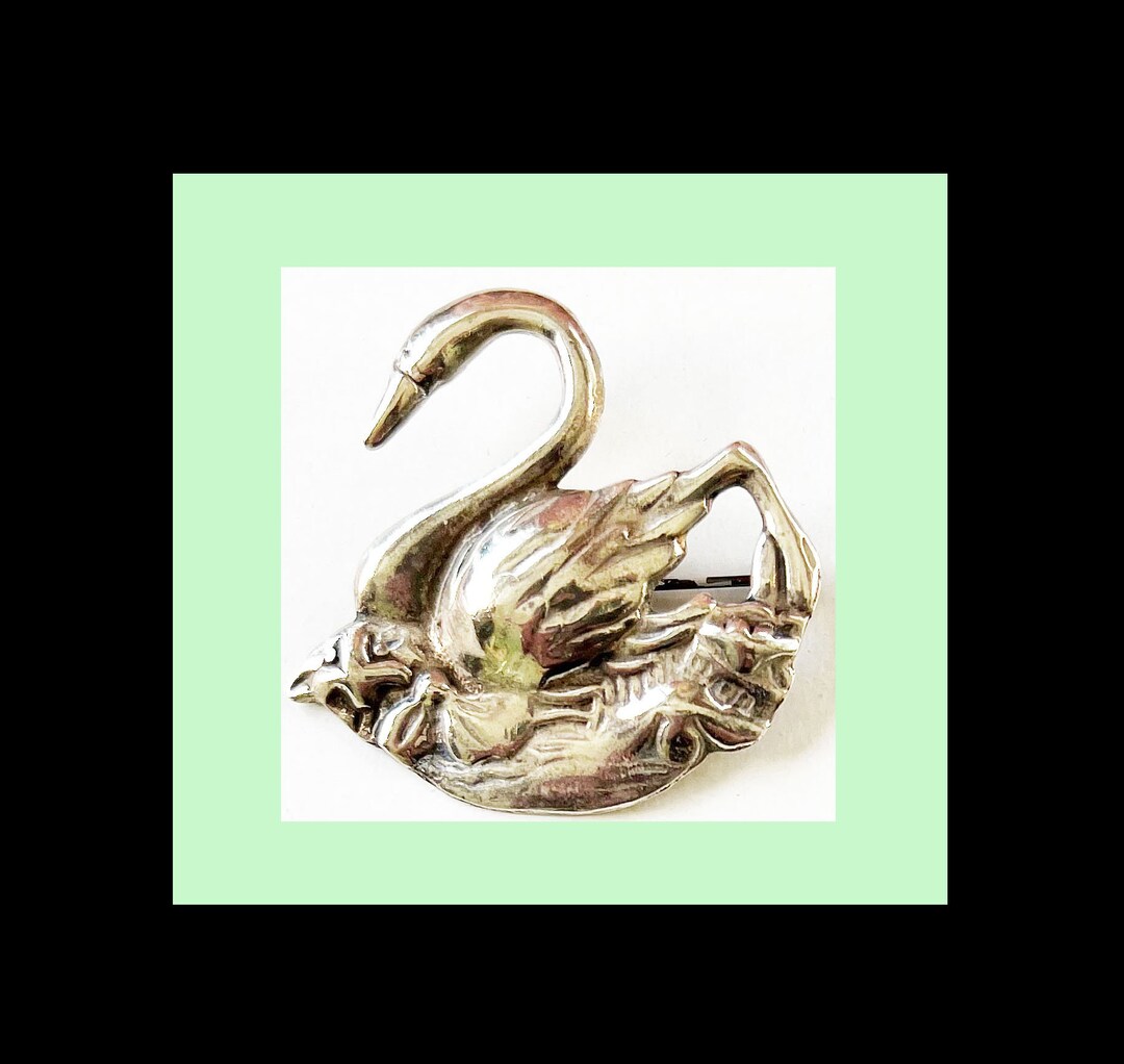 Swan Brooch in Sterling Silver - Etsy