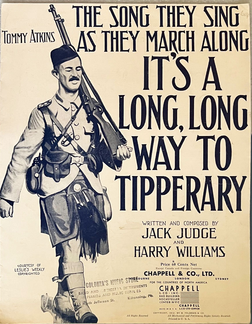 WW2 Sheet Music "its a Long, Long Way to Tipperary. 1942 Honors Tommy ...