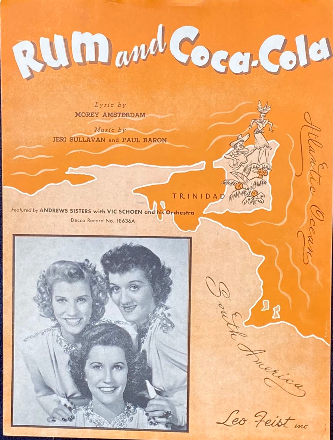 Rum and Coca-cola. Hit Song by Andrew Sisters. 1944. - Etsy