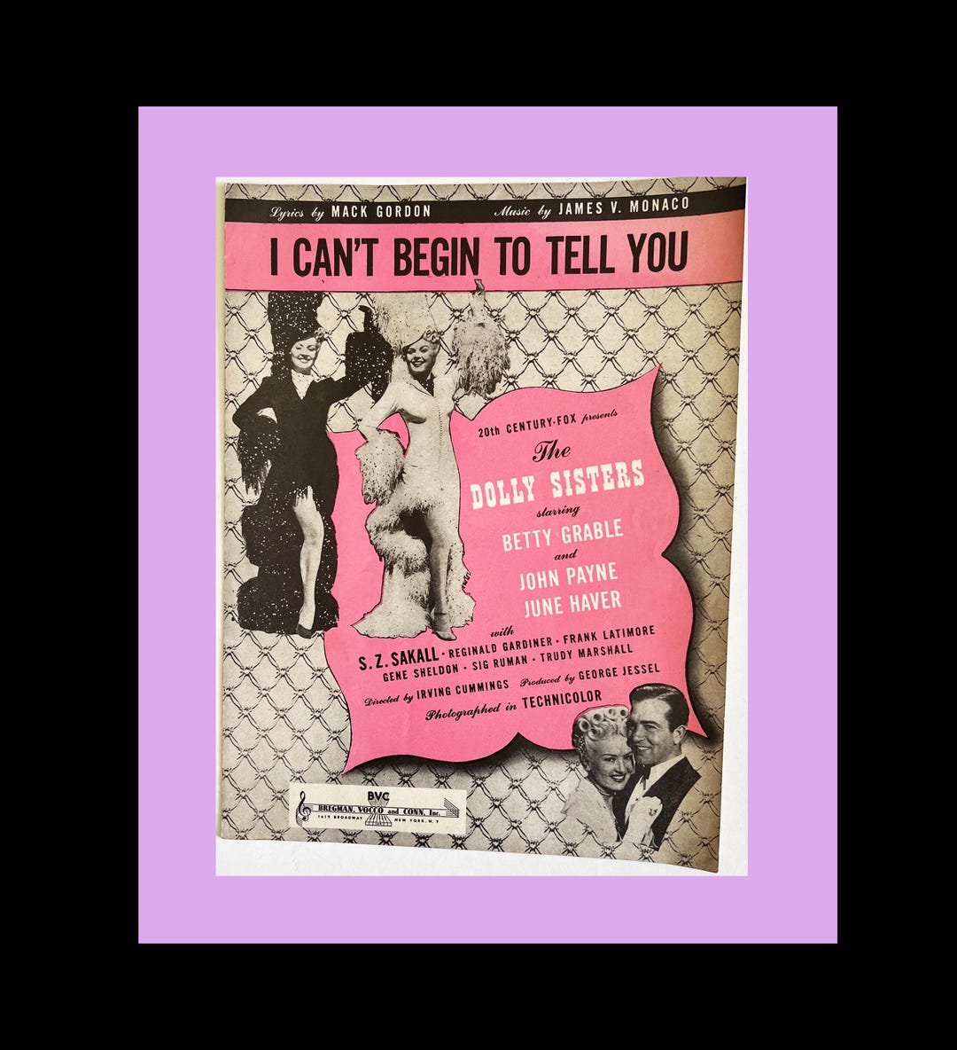 Nineteen Forties Original Sheet Music - "i Can't Begin to Tell You ...