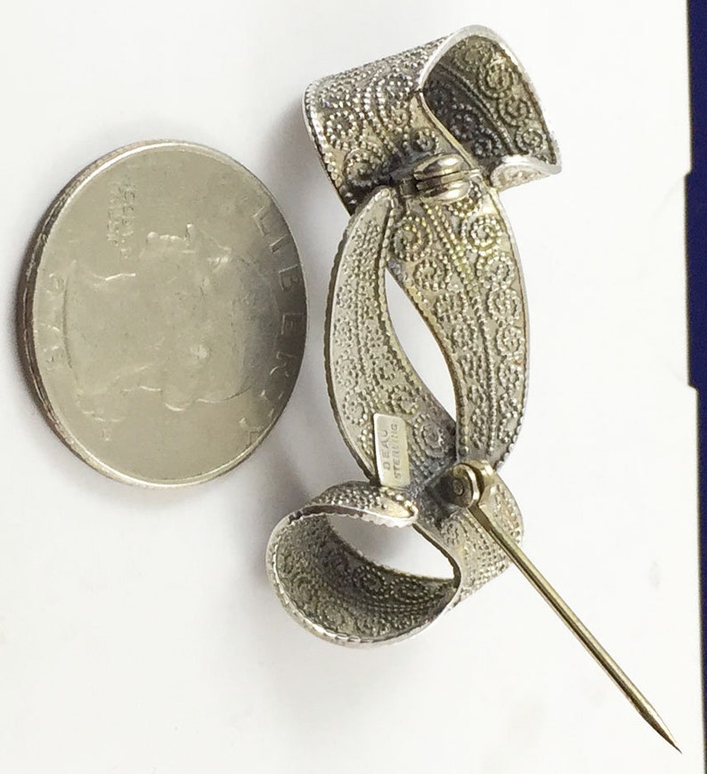 Beau Sterling Silver Ribbon Bow Pin Brooch Signed Vintage - Etsy