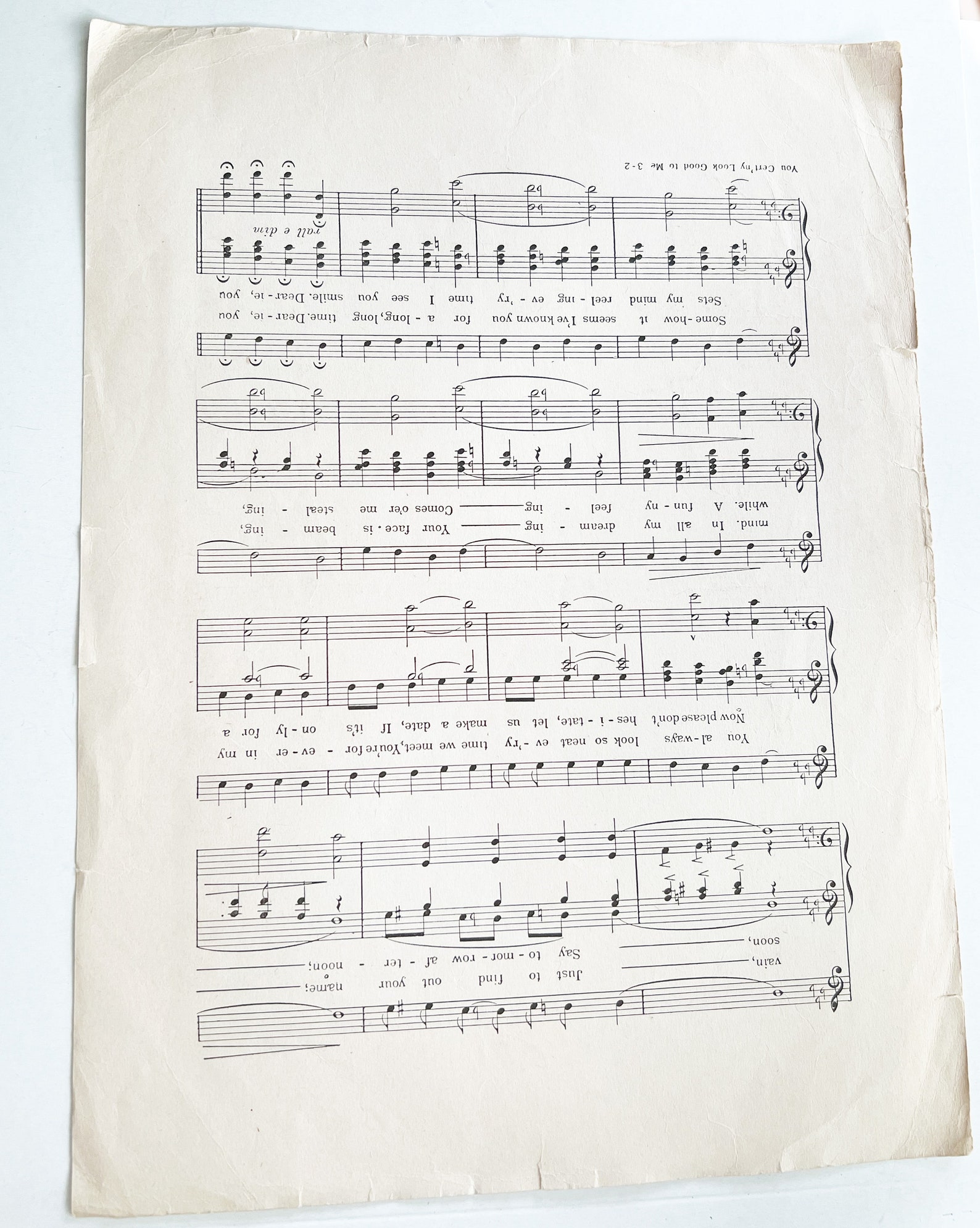 Vingate Sheet Music 1912 you Cert'ny Look Good to Me Large Format 10 1/ ...