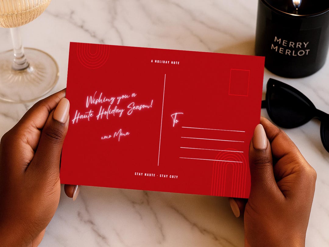 Holiday Card & Postcard Template Set | Editable Christmas Card Canva ...