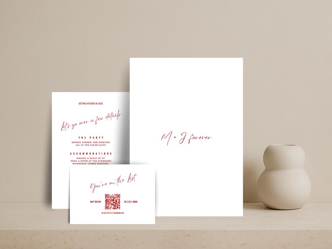 White Wedding Invitation Template | Modern Canva Invite | Editorial ...