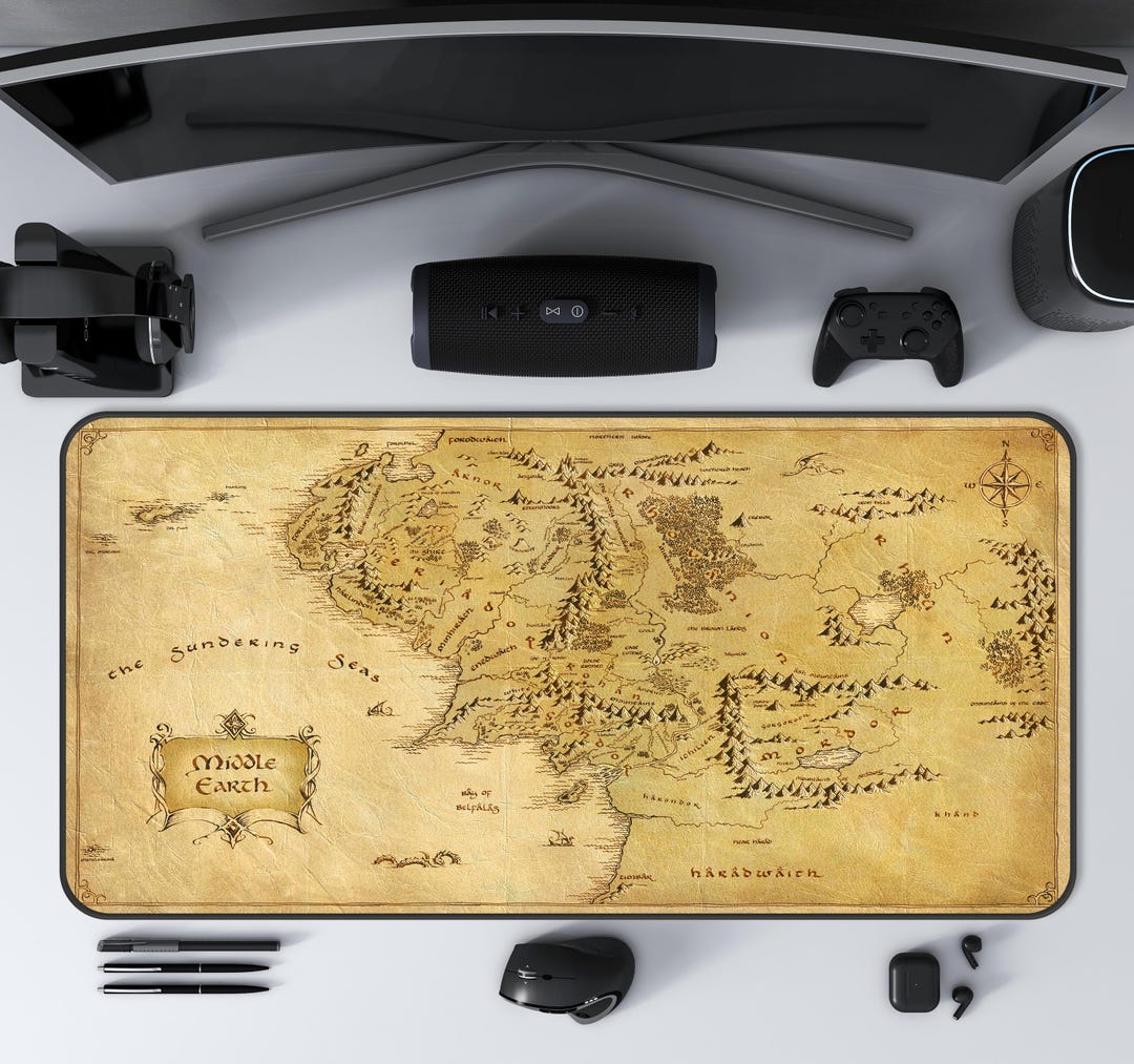Middle Earth Map Mouse Pad | LOTR Gaming Desk Mat | Gamer Gift #2 - Etsy