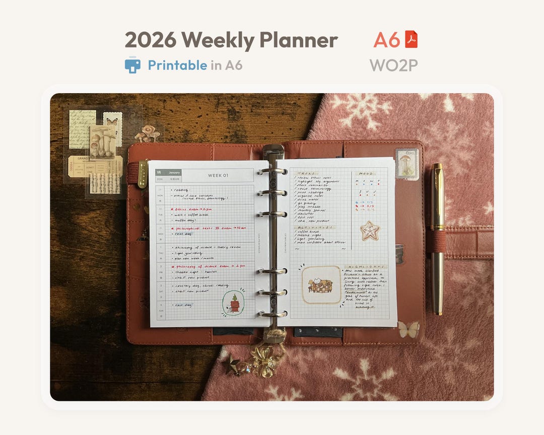 2026 A6 Weekly Planner Printable – Horizontal Weekly With Grid Page ...