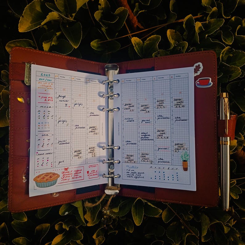 Weekly Planner Inserts A6 Size Printable - Undated Ring Binder Refill ...