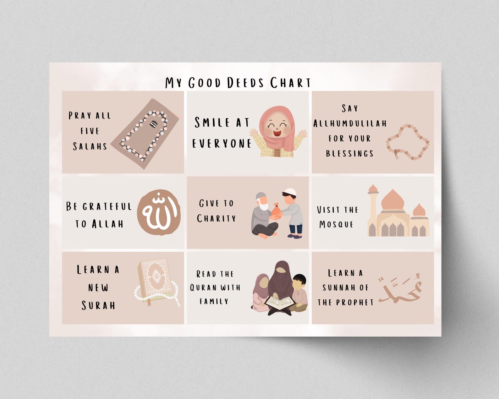 Children's Islamic Good Deeds Chart | Muslim Kids Reward System ...