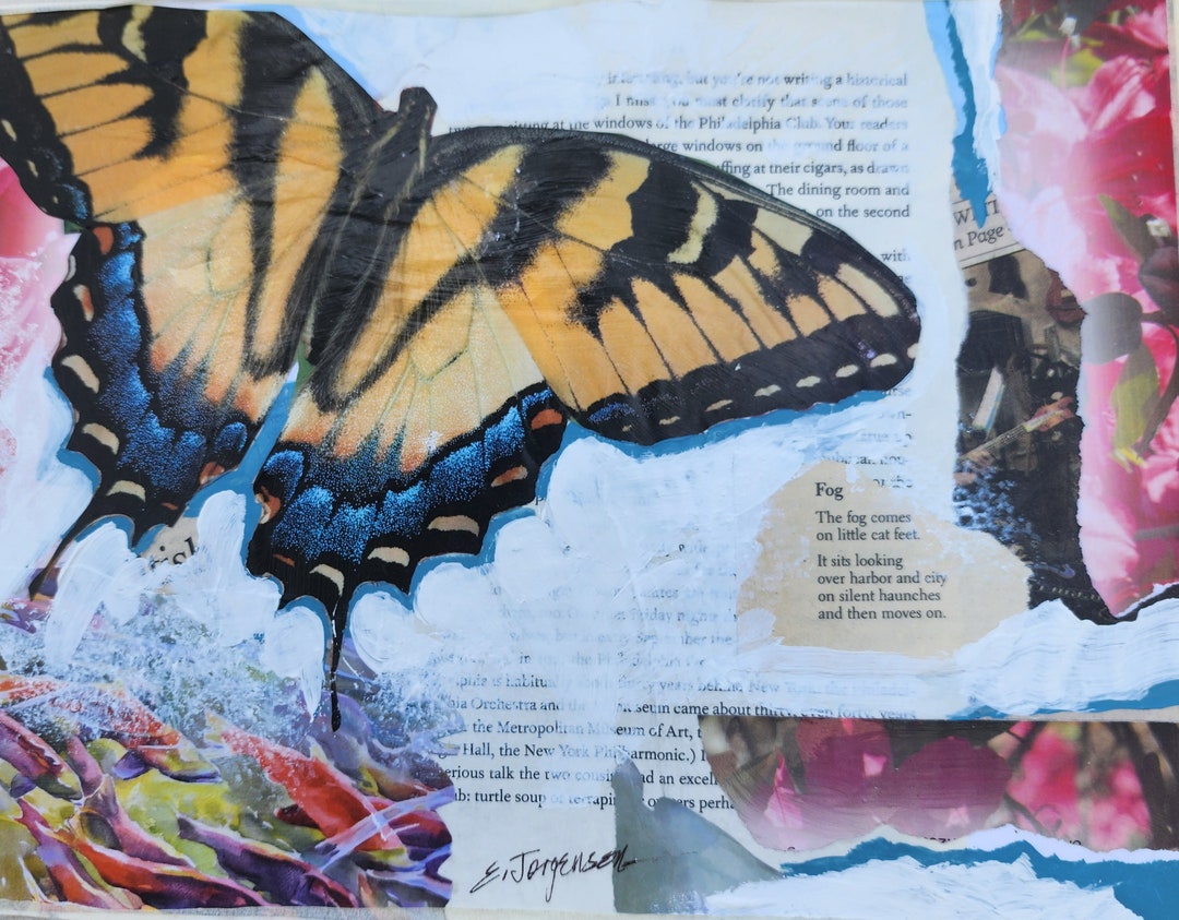 Butterfly Collage, Collage, Abstract Art, Paper Collage, Interpretive ...