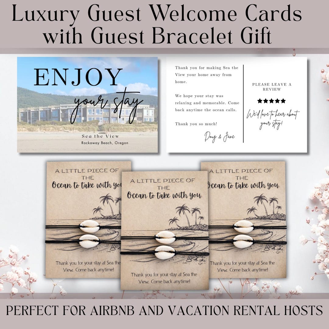 Luxury Guest Welcome Cards With Guest Bracelet Gift for Airbnb and ...