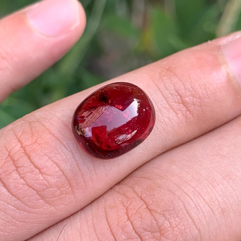 Red Rubellite Natural Tourmaline 9.1cts High Dome Oval Candy Cabochon ...