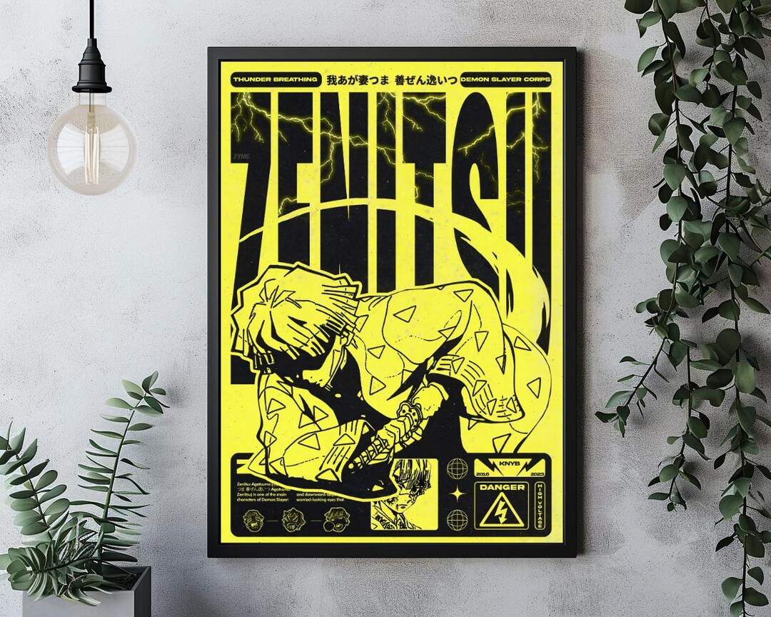 Zenitsu Poster, Demon Slayer Art Print - Kimetsu No Yaiba Anime/manga ...