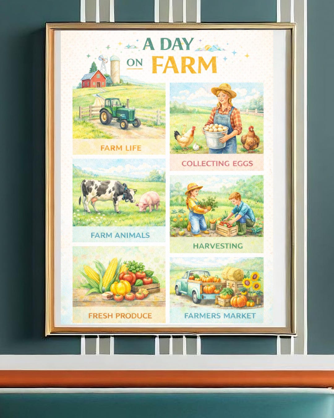 Farm Life Educational Poster Printable - Kids Farm Animals Wall Art ...