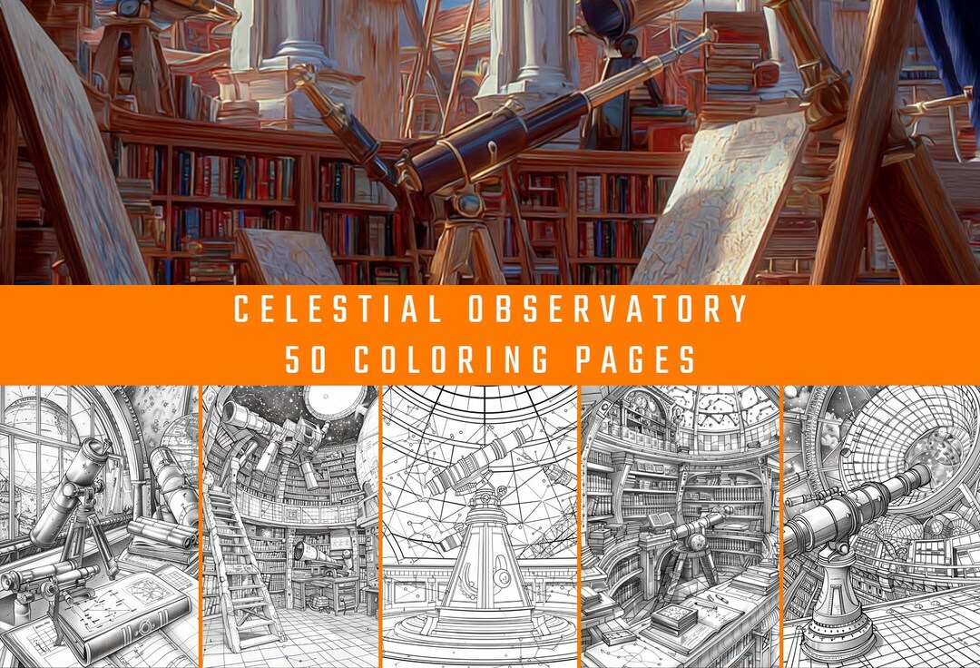 Celestial Observatory Coloring Pages – 50 Cosmic Sky Designs (digital ...