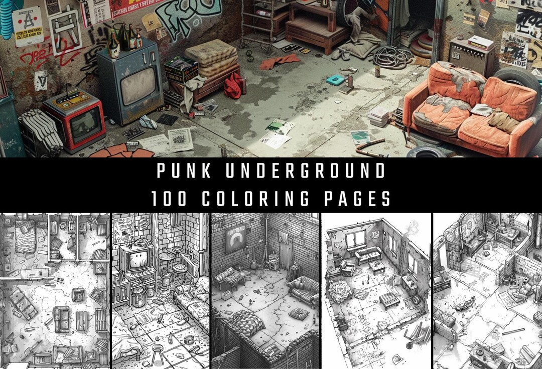 Punk Underground Coloring Book | 1980s NYC Punk Scene Art | 100 Pages ...