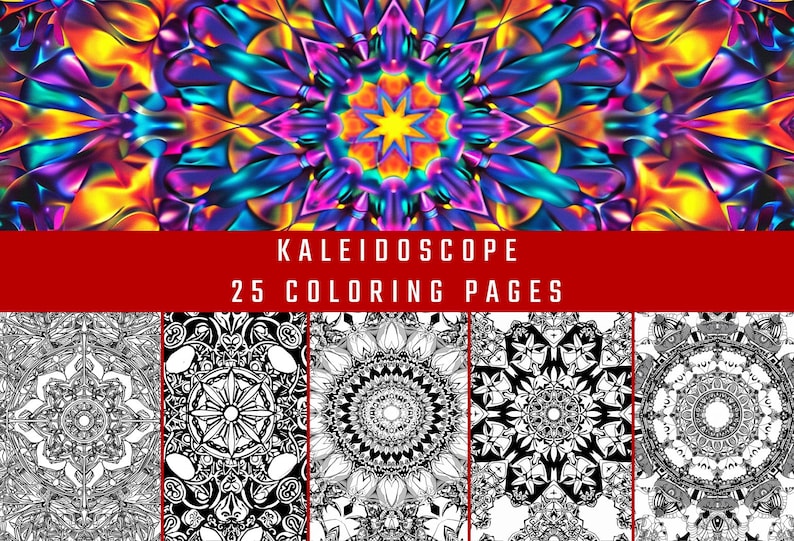 Kaleidoscope 25 Page Coloring Book PDF | Symmetrical Patterns ...