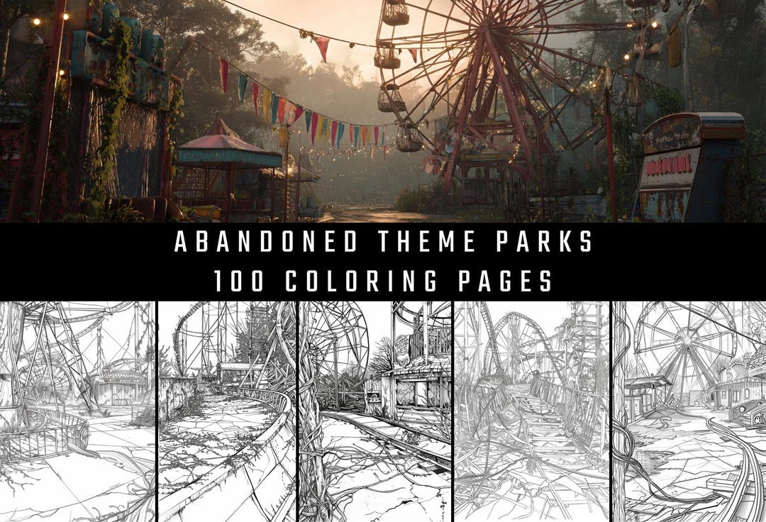 Abandoned Amusement Park Coloring Page Collection | Haunted Carnival ...