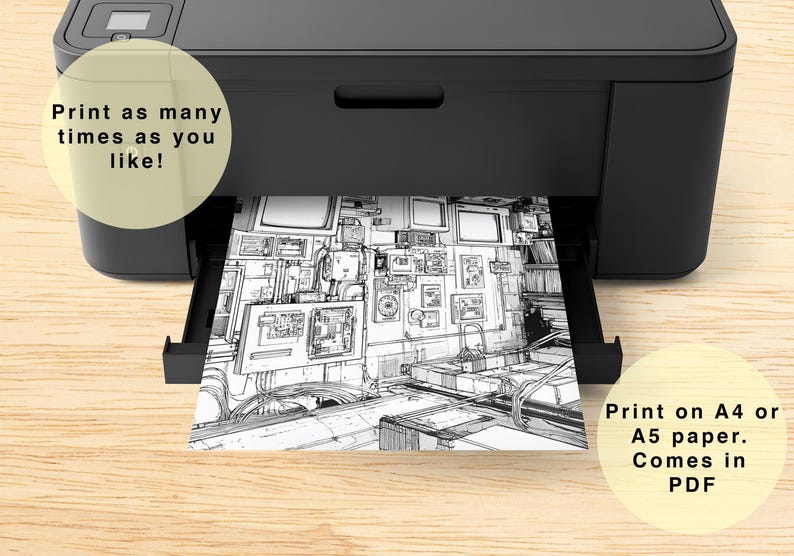 Computer Lab Coloring Pages | 100-page Tech Workspace Art (digital Download) - Etsy