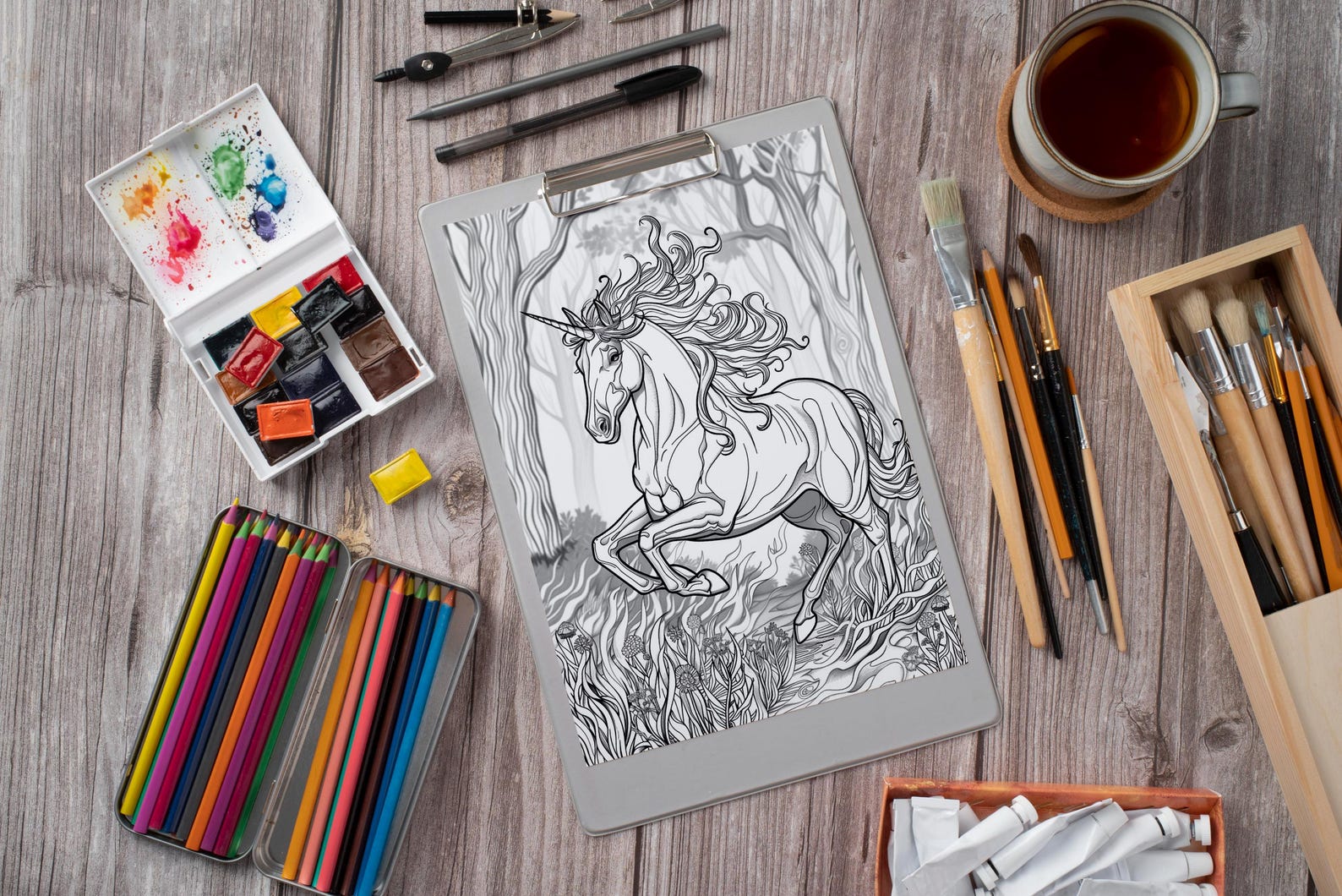 Fire Horse Coloring Book | 100 Pages of Fantasy Art (digital Download ...