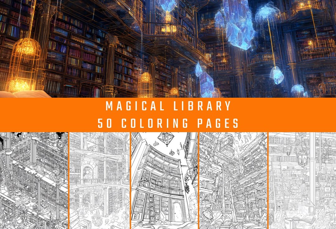 Librarian’s Archive Coloring Page | Magical Library Realm | Ultra ...